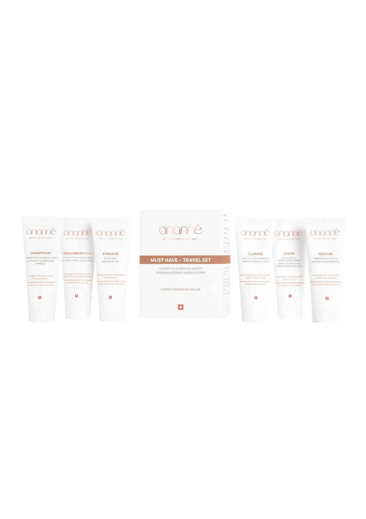 high-quality cosmetic travel set for face and body | ananné